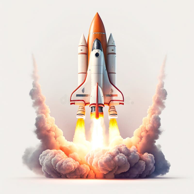 Rocket Launch 3d Isolated on White Background. Generative AI Stock ...