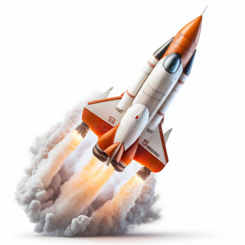 Rocket Launch 3d Isolated on White Background. Generative AI Stock ...