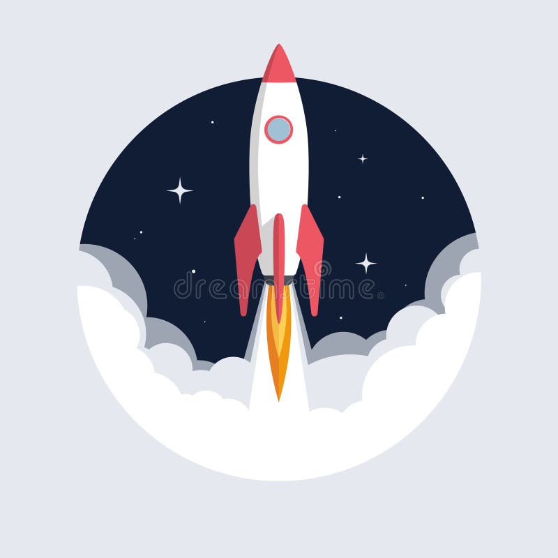Rocket Launch Design. Business Startup Concept, Vector Illustration ...