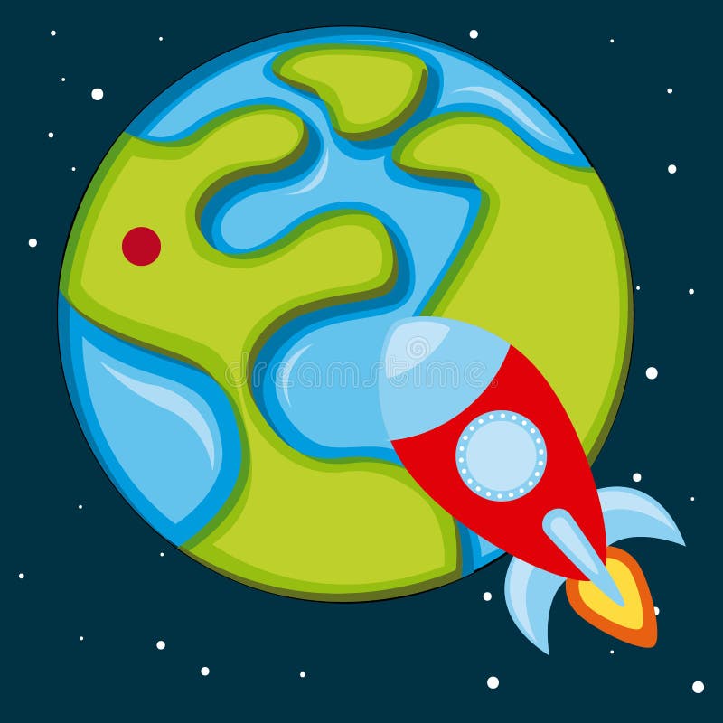 Cartoon Space Rocket Leaving Earth Orbit Stock Illustrations – 20 ...
