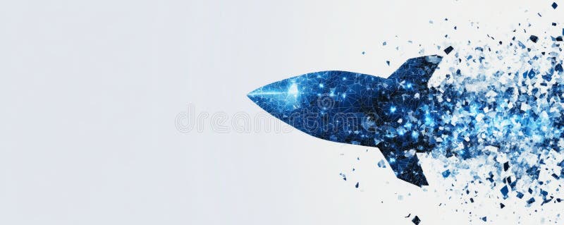 Rocket Launch with Digital Explosion Concept Stock Image - Image of ...