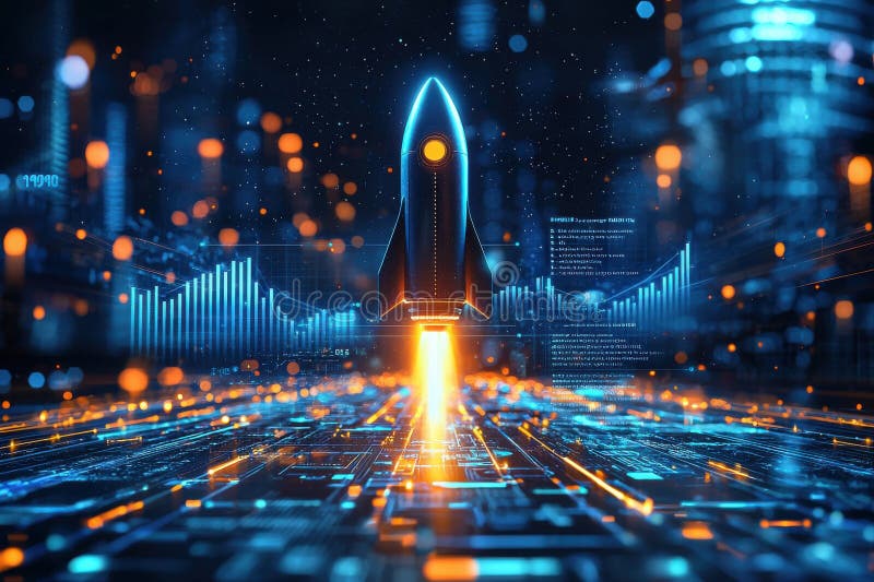 Rocket Launch Event Futuristic Space Center Digital Art High-tech ...