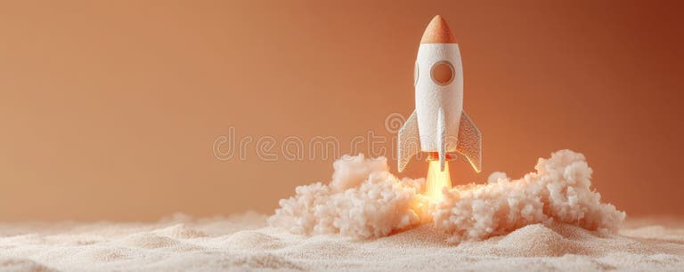 Rocket Launch Event Futuristic Space Concept Digital Setting Aerial ...