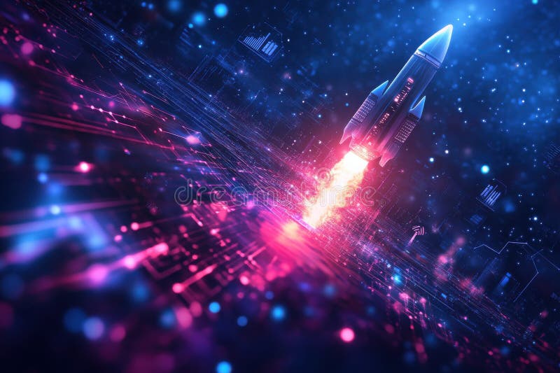 Rocket Launch Event Futuristic Technology in a Digital Environment ...
