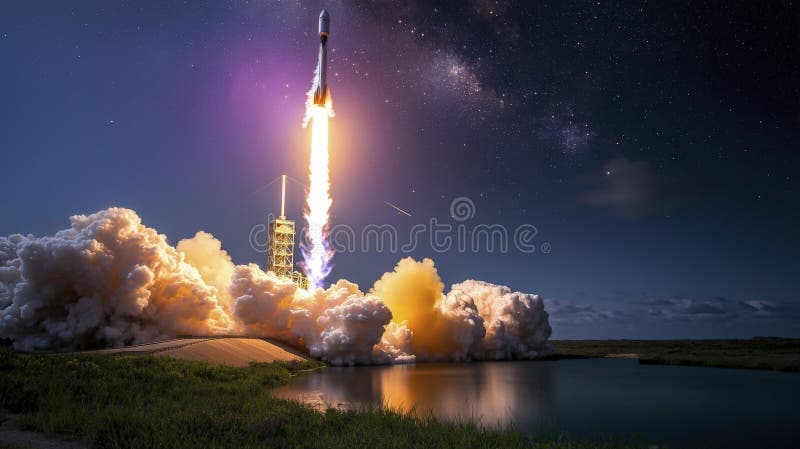 Rocket Launch Event Space Center Photography Nighttime Wide Angle ...