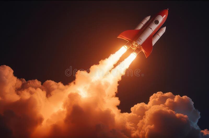 Rocket Launch Event Space Digital Art Night Dramatic Concept ...