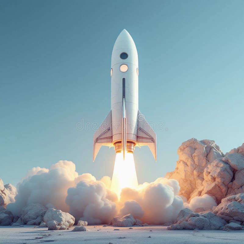 Rocket Launch with Fiery Smoke Trail - Space Exploration, NASA, SpaceX ...