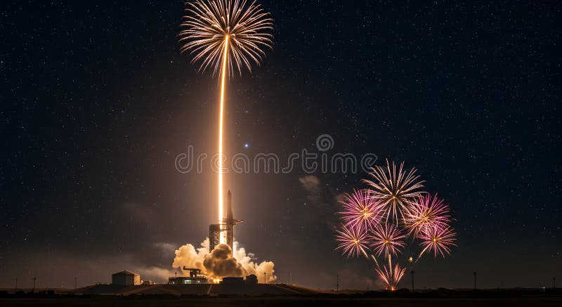 Rocket Launch & Fireworks Stock Illustration - Illustration of sparkler ...