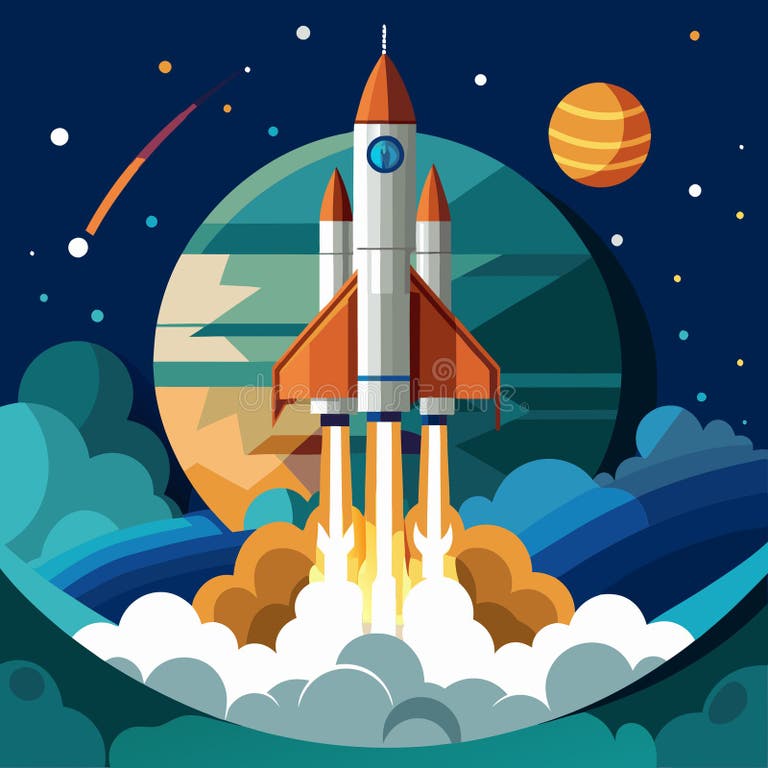 Rocket Launch Flame Contrail Stock Vector - Illustration of ...