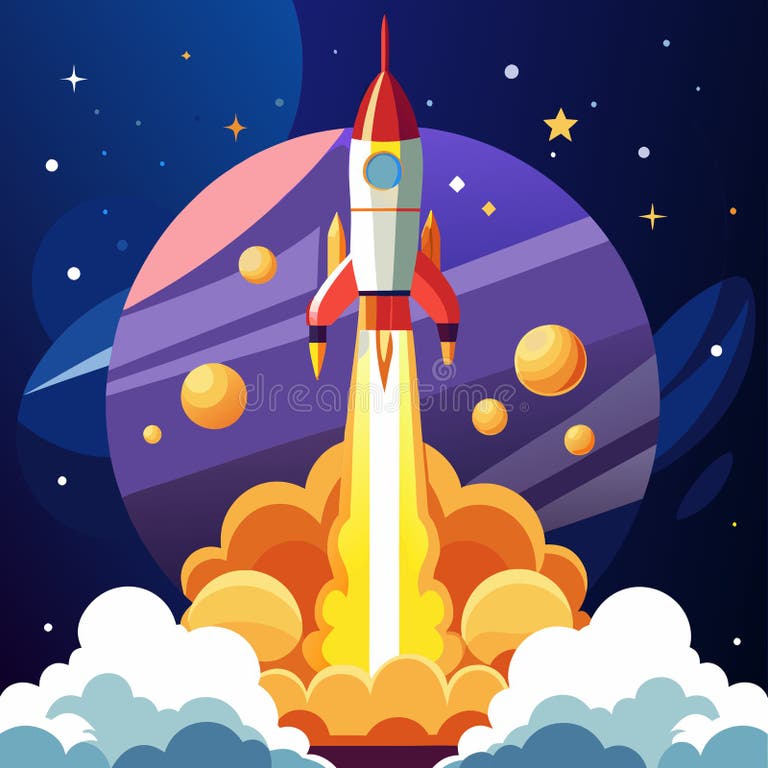 Rocket Launch Flame Contrail Stock Vector - Illustration of vapour ...