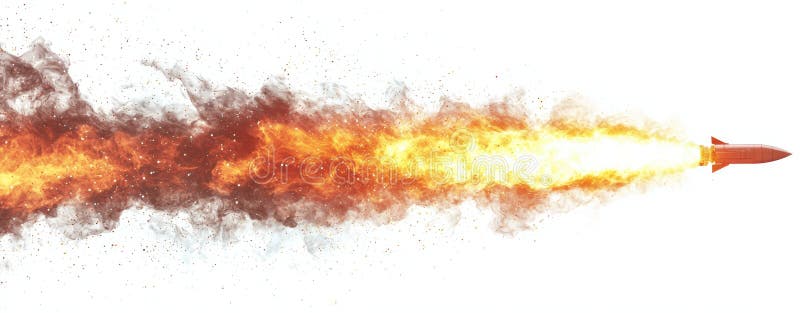 Rocket Launch with Flame and Smoke Trail. Stock Illustration ...