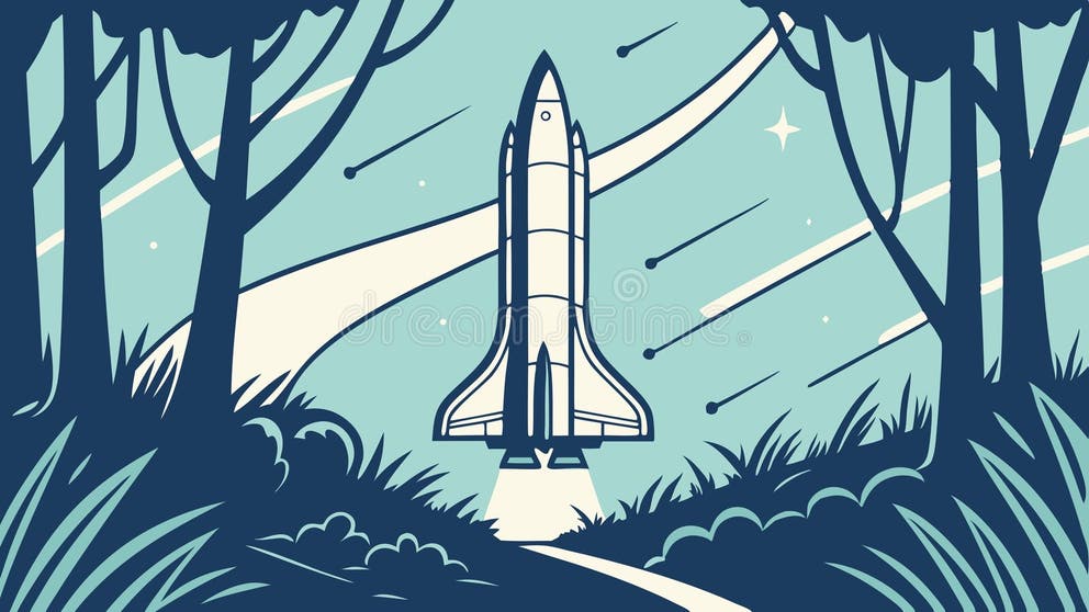 Rocket Launch from Forest, Stealthy Space Departure, Vector Design ...