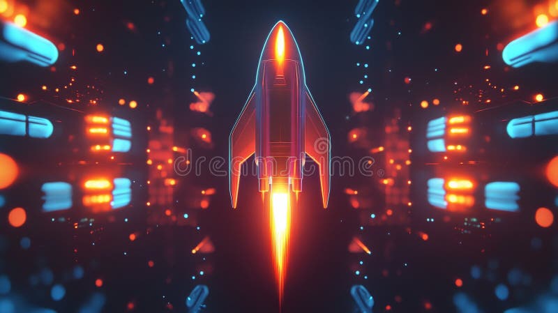 Rocket Launch into the Future - Futuristic Technology Art Stock ...