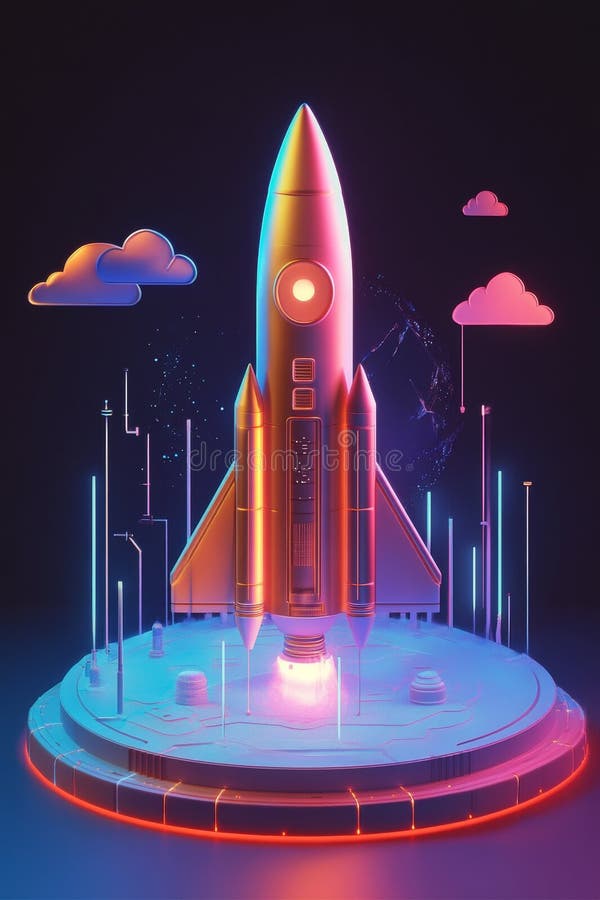 Rocket Launch into the Future Stock Illustration - Illustration of ...