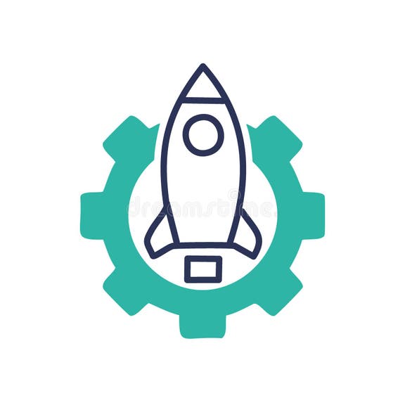 Rocket Launch Gear. Rocket Taking Off within a Gear, Symbolizing ...