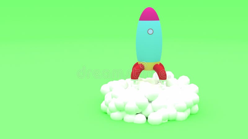 Rocket Launch on a Green Background, Success in Business 3d Style 3d ...