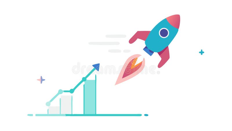 Rocket Launch Growth Icon, Startup Business Progress, Vector Design ...