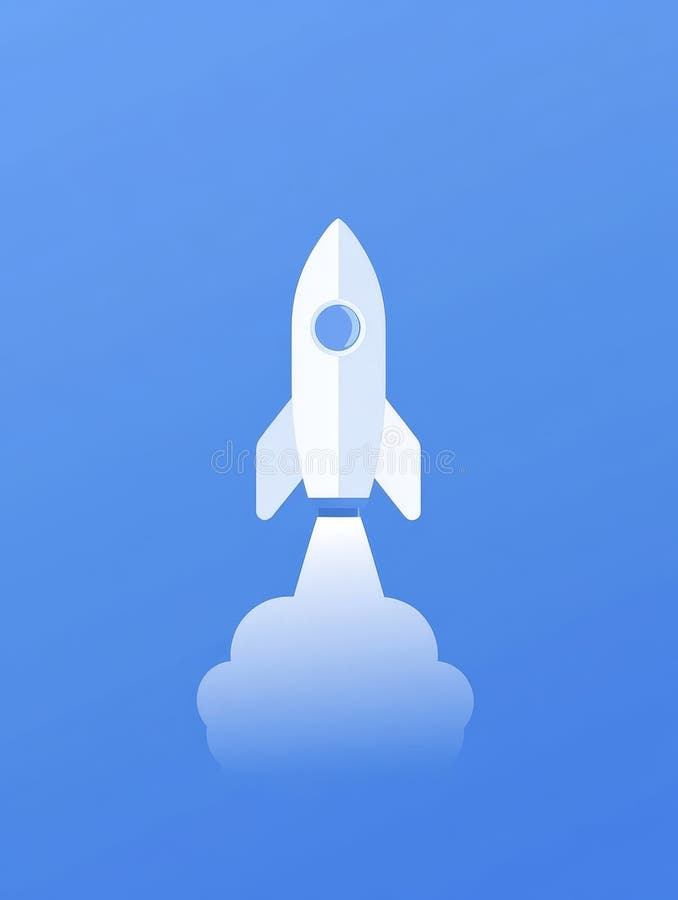 Rocket Launch Icon with Blue Gradient Backdrop Symbolizing Innovation ...