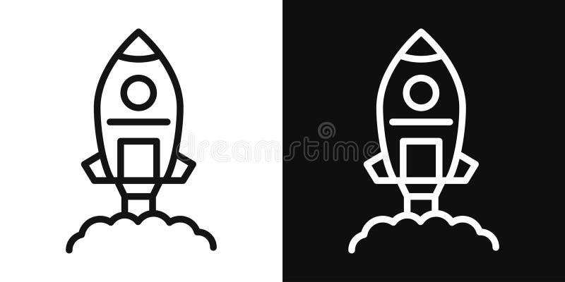 Rocket Launch Icon Set. Startup Ship Vector Symbol. Space Shuttle Sign ...