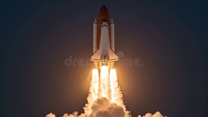 Rocket Launch Igniting the Night Sky with Flames and Smoke Stock Video ...