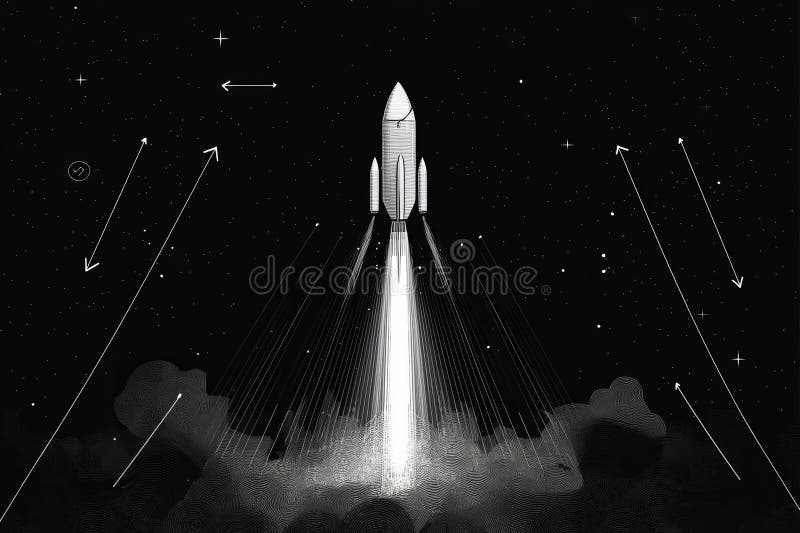 Rocket Launch Illustration Symbolizing Startup Concepts with Lines ...