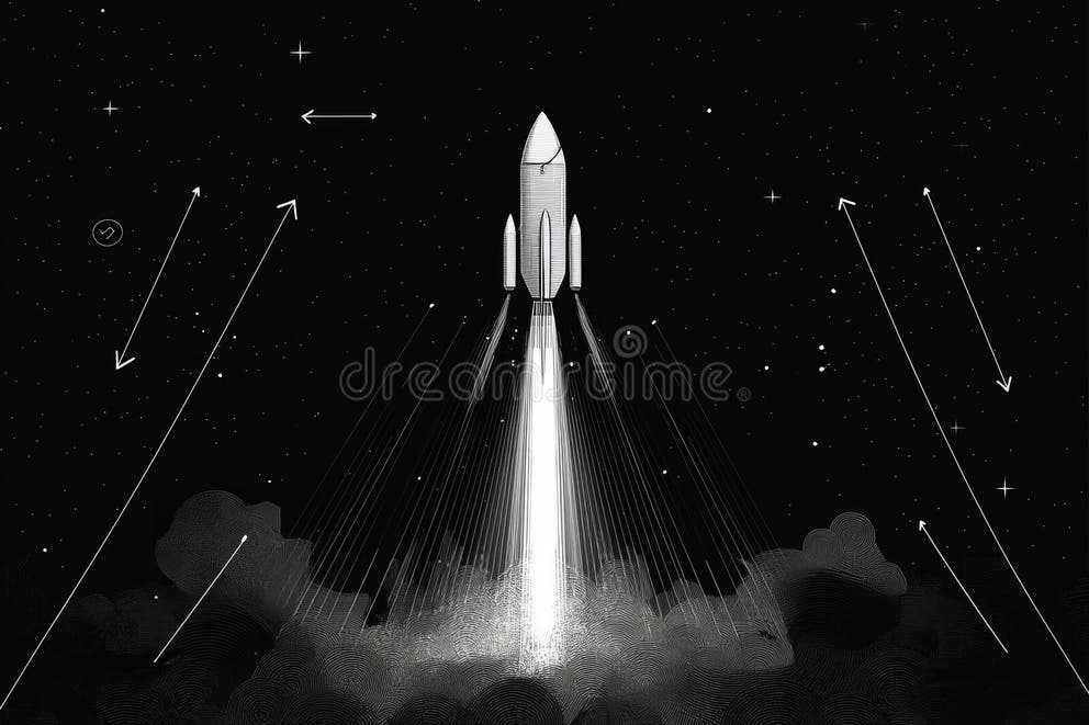 Rocket Launch Illustration Symbolizing Startup Concepts with Lines ...