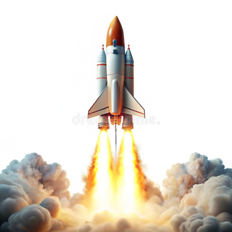 Rocket Launch Isolated on White Background Stock Illustration ...