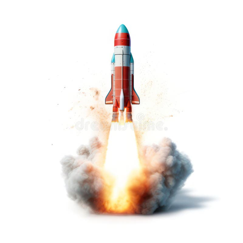 Rocket Launch Isolated on White Created with Generative AI. Missile ...