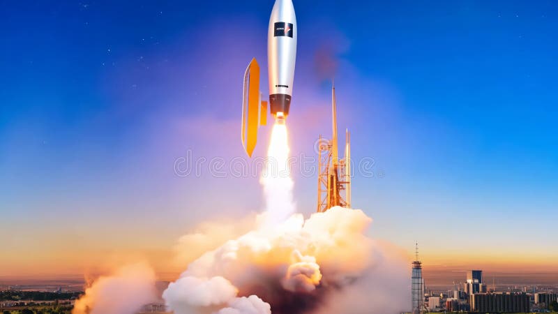 Rocket Launch from Launch Pad during Sunset in a Clear Sky Stock Video ...