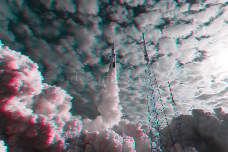 Rocket Launch Lights Up the Sky As Powerful Engines Ignite at a Launch ...