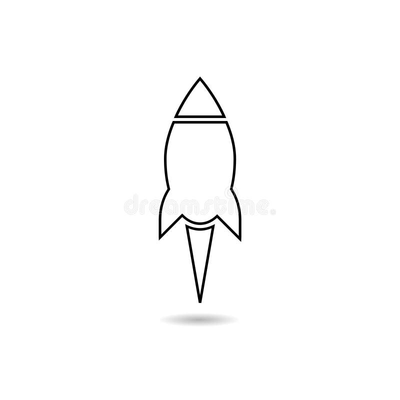 Rocket Launch Line Icon with Shadow Stock Vector - Illustration of ...