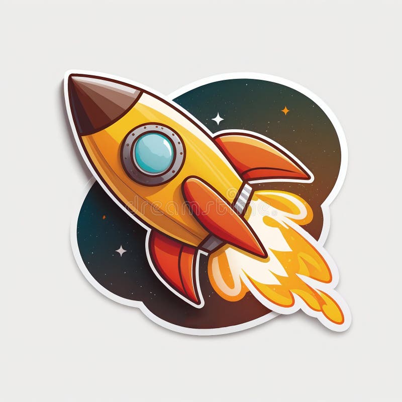 Rocket Launch Logo Sticker in Cartoon Style Illustration. Generative AI ...