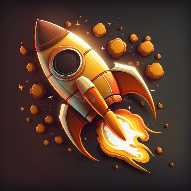 Rocket Launch Logo Sticker in Cartoon Style Illustration. Generative AI ...
