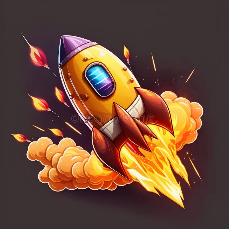 Rocket Launch Logo Sticker in Cartoon Style Illustration. Generative AI ...