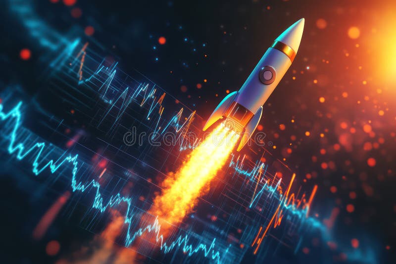 Rocket Launch Mirrors Upward Growth in Futuristic Style Stock ...