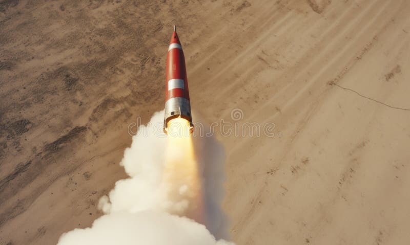 Military Rocket in Desert Launch Moment Stock Illustration ...