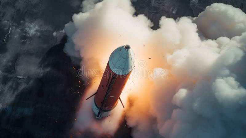 Space Rocket Smoke Launch Moment Stock Illustration - Illustration of ...