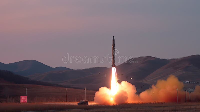 Rocket Launch from North Korea Stock Illustration - Illustration of ...
