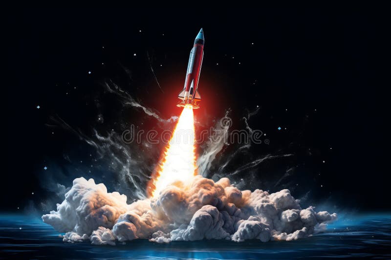 Rocket Launch into Outer Space Stock Illustration - Illustration of ...