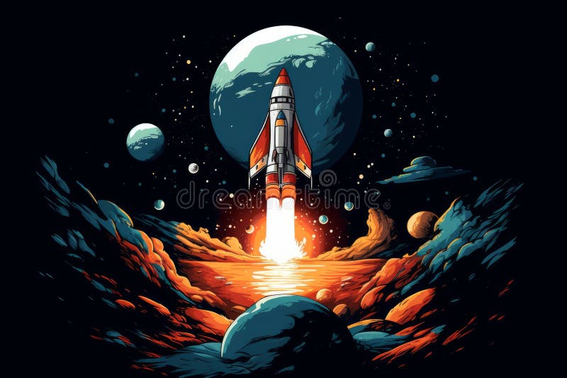 Rocket Launch into Outer Space Stock Photo - Image of takeoff, launch ...