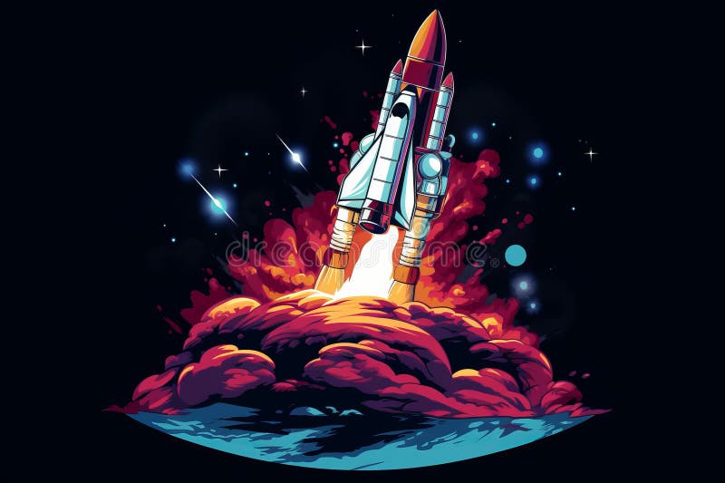 Rocket Launch into Outer Space Stock Image - Image of universe ...