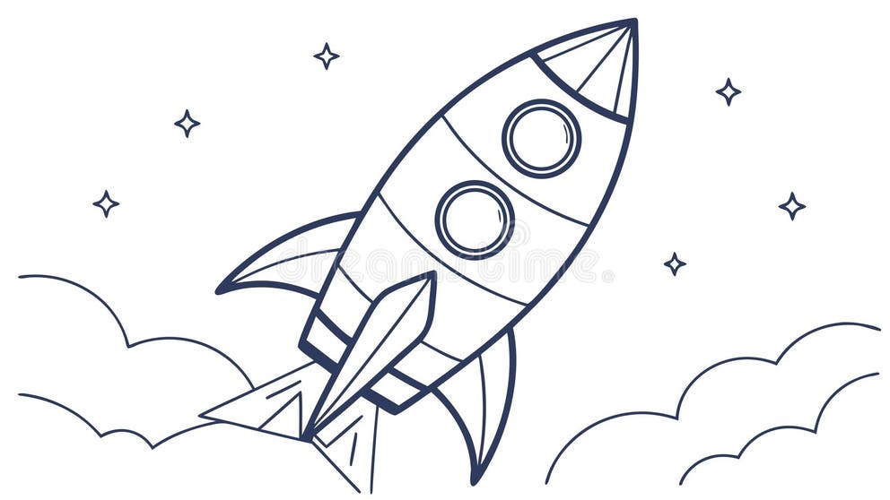 Rocket Launch Outline, Space Exploration & Startup Icon, Vector Design ...