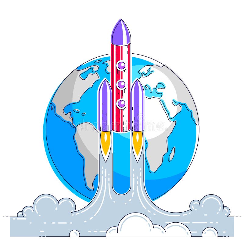 Rocket Launch Over Planet Earth into Undiscovered Space. Explore Stock ...