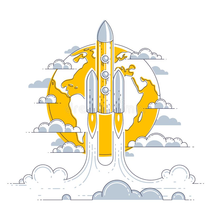 Rocket Launch Over Planet Earth into Undiscovered Space. Explore ...