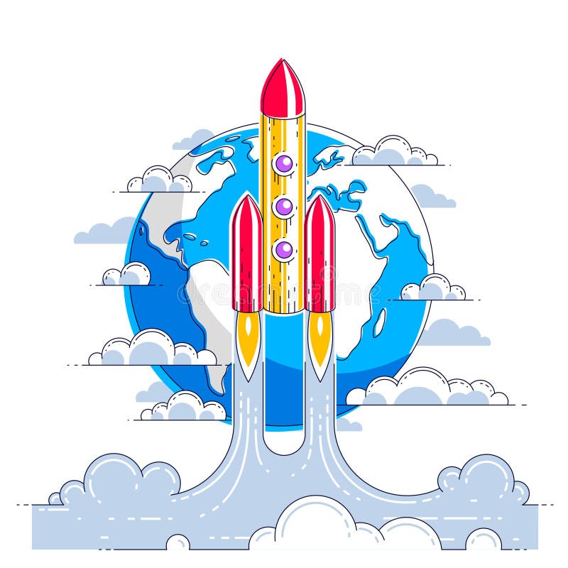 Rocket Launch Over Planet Earth into Undiscovered Space. Explore ...