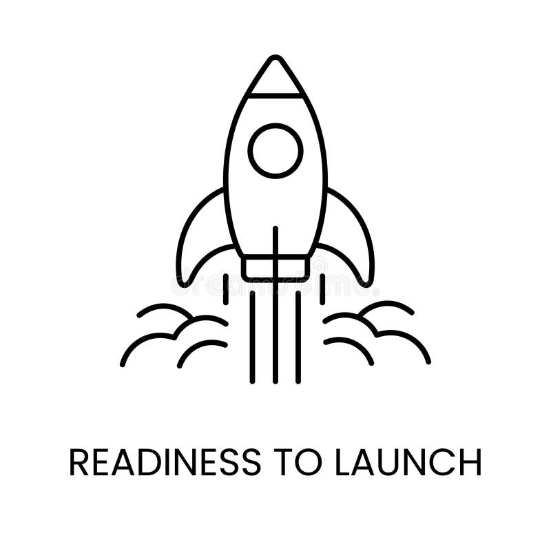 Rocket on the Launch Pad, Ready To Launch Linear Icon in Vector Stock ...