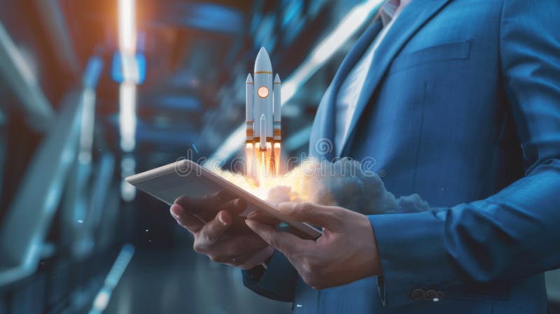 The Rocket Launch Pad Tablet.AI Generated Image Stock Photo - Image of ...