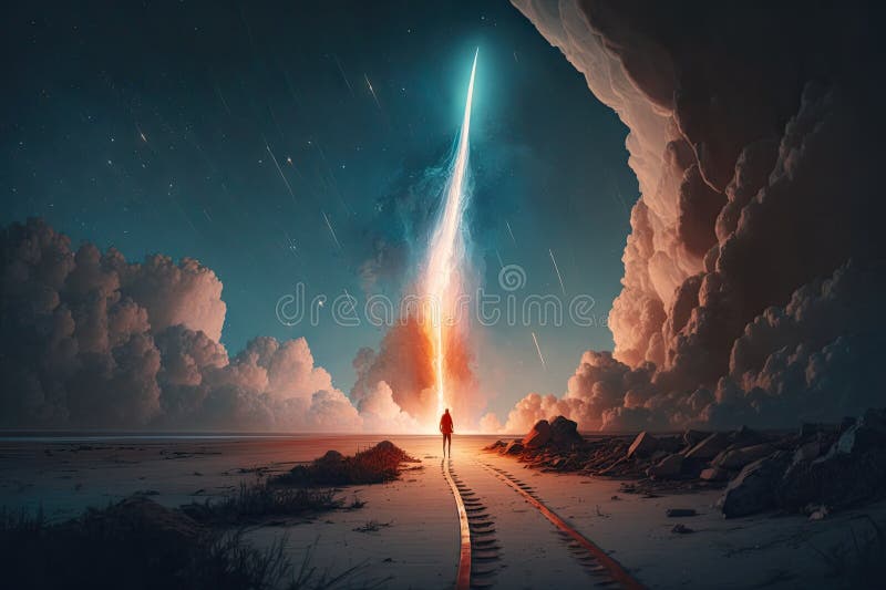 Rocket Launch from the Perspective of a Person on the Ground, Watching ...