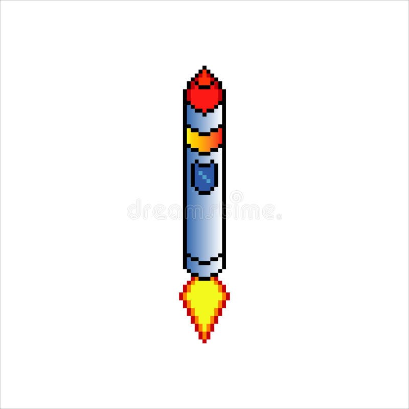 Rocket Launch with Pixel Art. Stock Vector - Illustration of pixelart ...