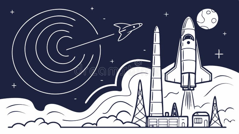 Rocket on Launch Platform, Technical Space , Vector Design Generative ...